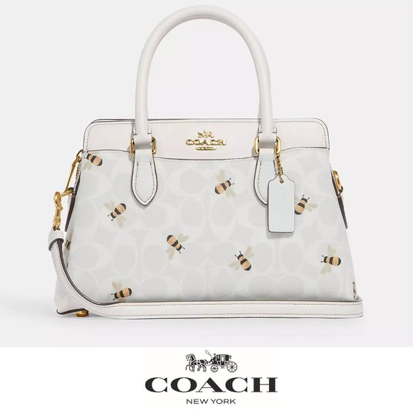 Coach | Bags | Coach Mini Darcie Carryall In Signature Canvas With Bee ...